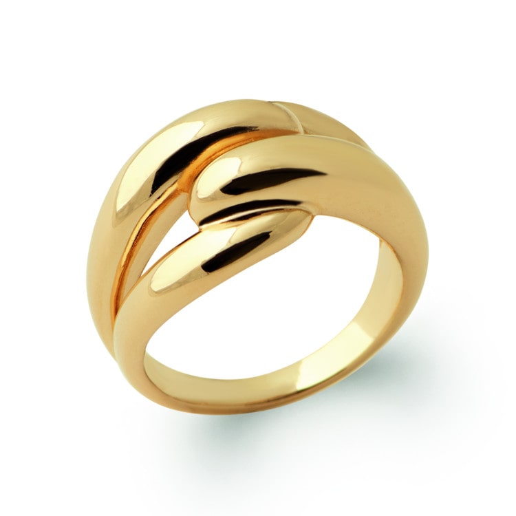 Bague large anneau entrelacé plaqué or – Une bague à chaque doigt